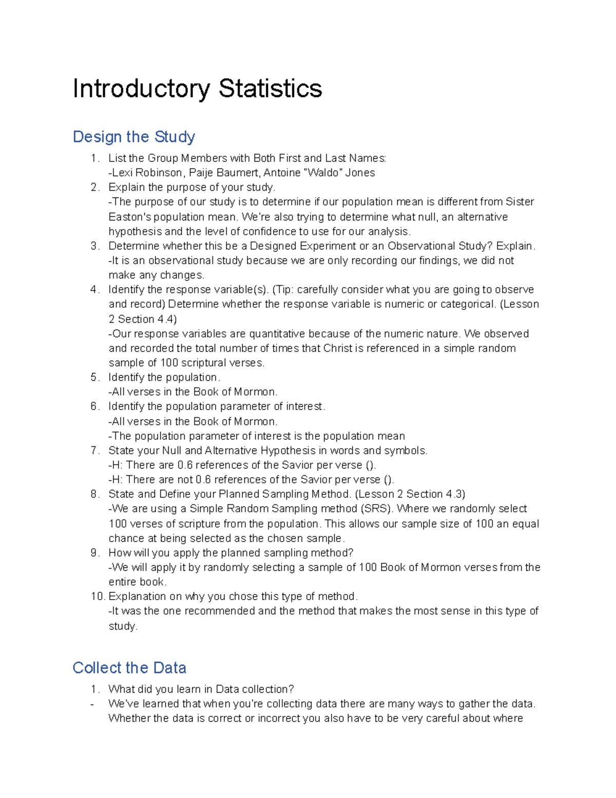 Book of Mormon Statistics Final Project Template - Studocu
