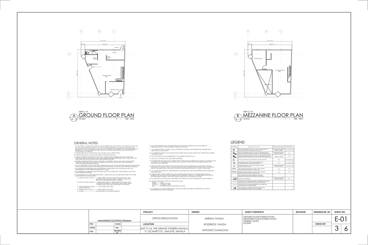 Power Layout 1G: Electrical Plan for Office Renovation - Studocu