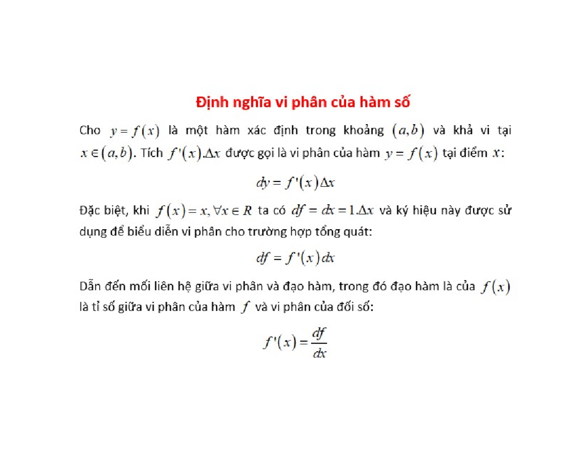 3.2. Vi phân và Khai triển Taylor, Mac-Laurin trong Toán học - Studocu