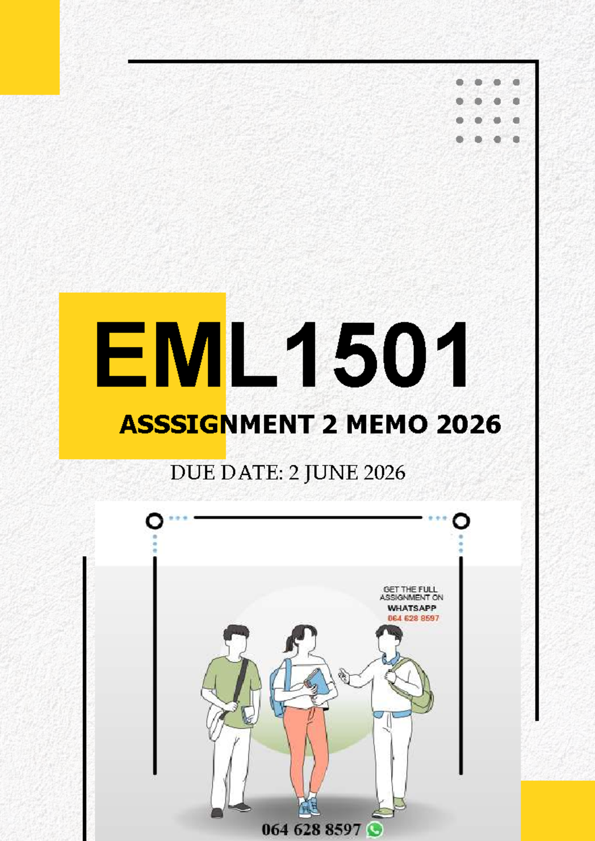 EML1501 Assignment 2 Memo 2026: Emergent Literacy Skills Analysis - Studocu