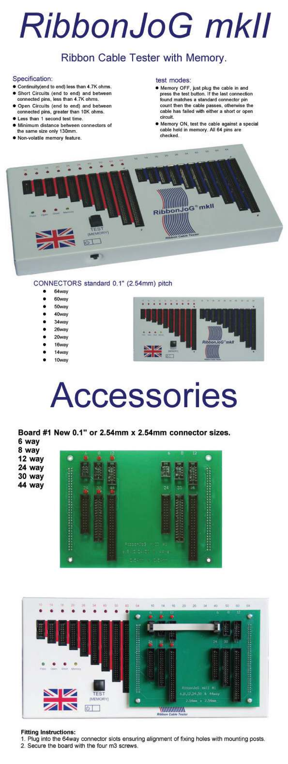 RibbonJoG mkll Cable Tester Leaflet - Specs & Fitting Instructions ...