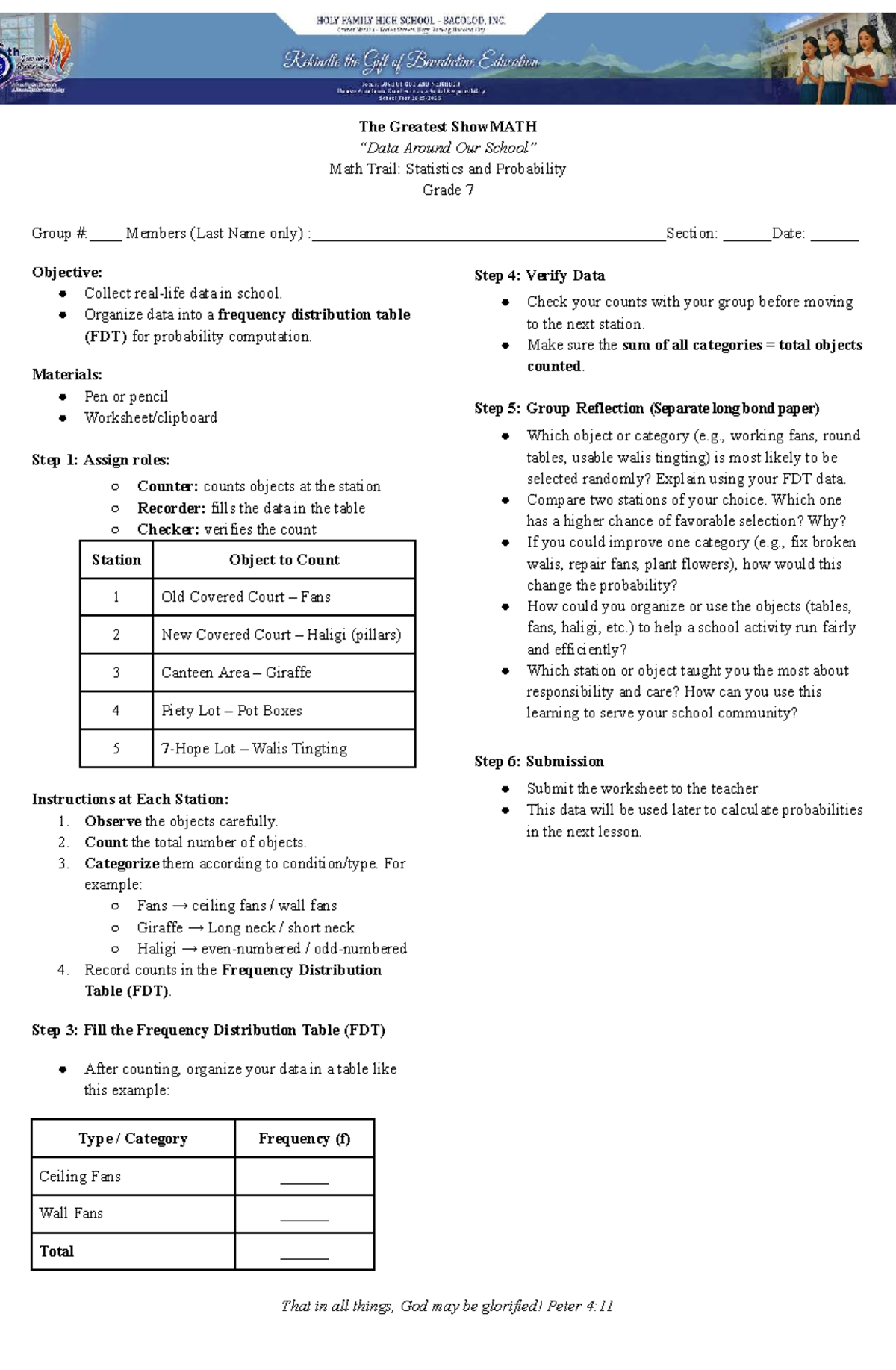 Grade 7 MATH Trail: Stats & Probability Data Collection Guide - Studocu