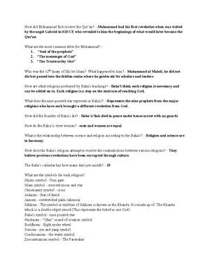 World religions final exam 1 - PHL 155 – WORLD RELIGIONS Final Exam ...