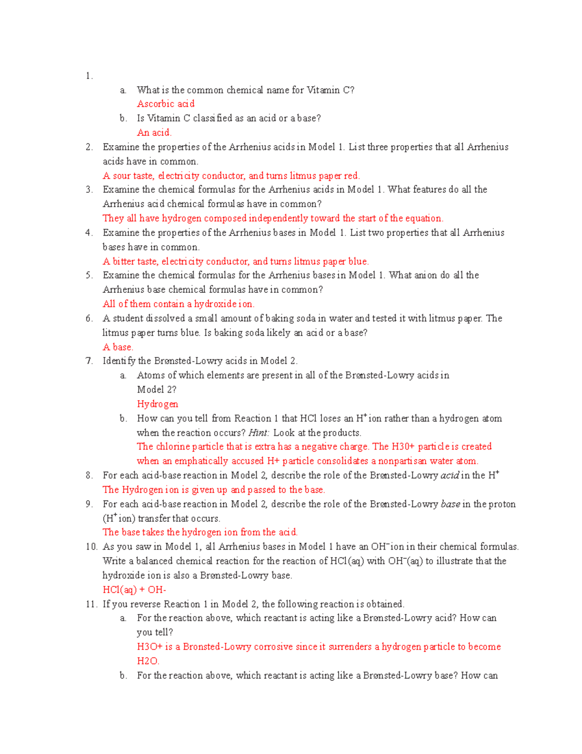 Inquiry Questions on Acids & Bases - CHEM 101 Study Guide - Studocu