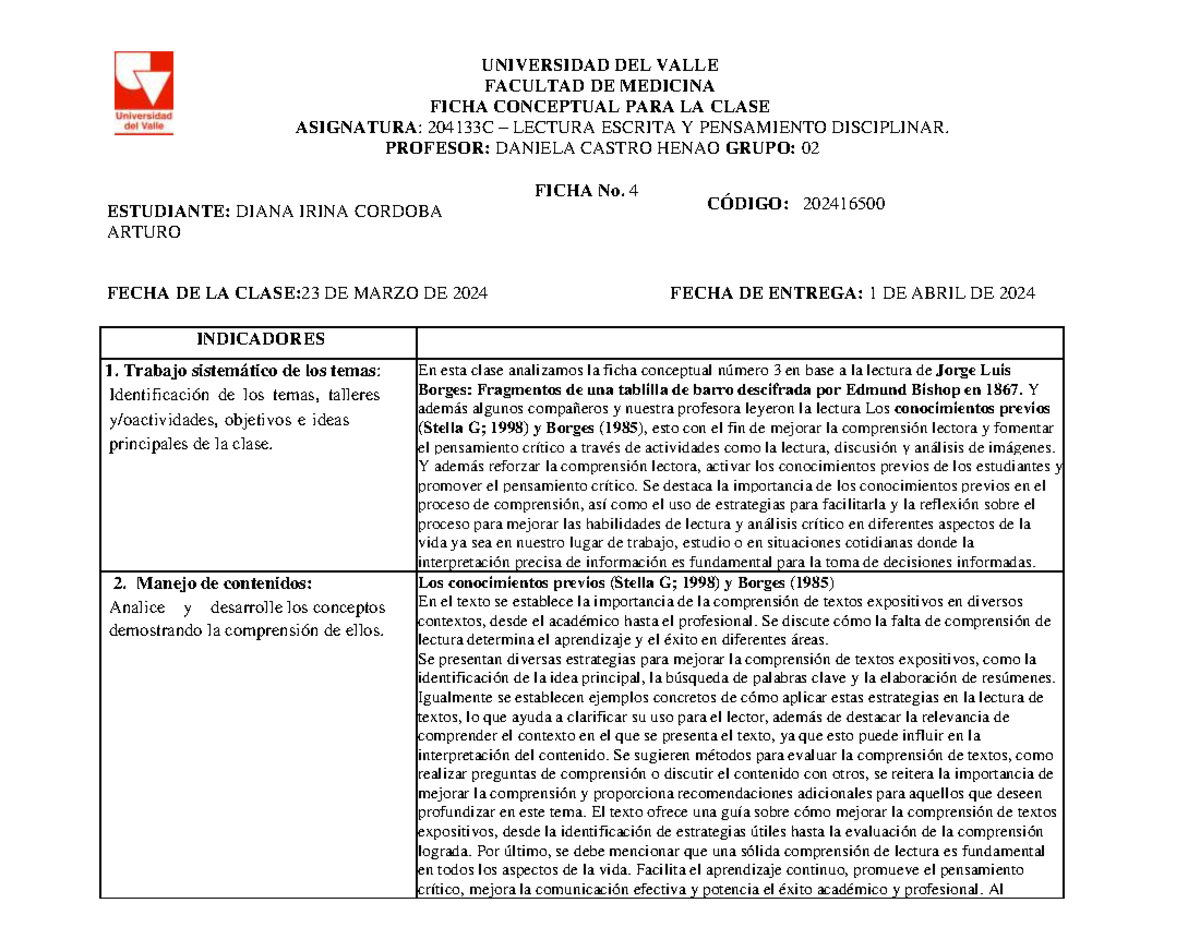 Ficha Conceptual 4: Comprensión Lectora y Pensamiento Crítico (204133C ...