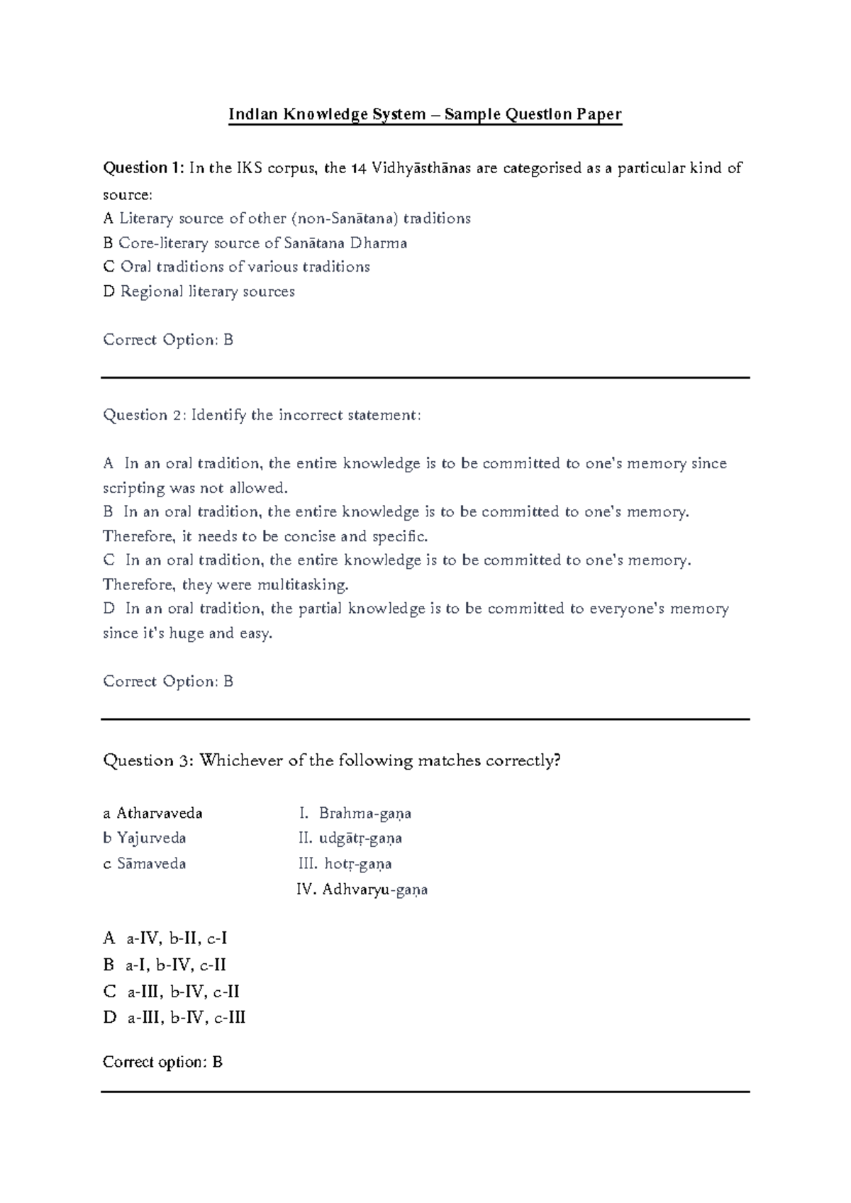 IKS 857459398 Sample Question Paper: Key Concepts & Queries - Studocu