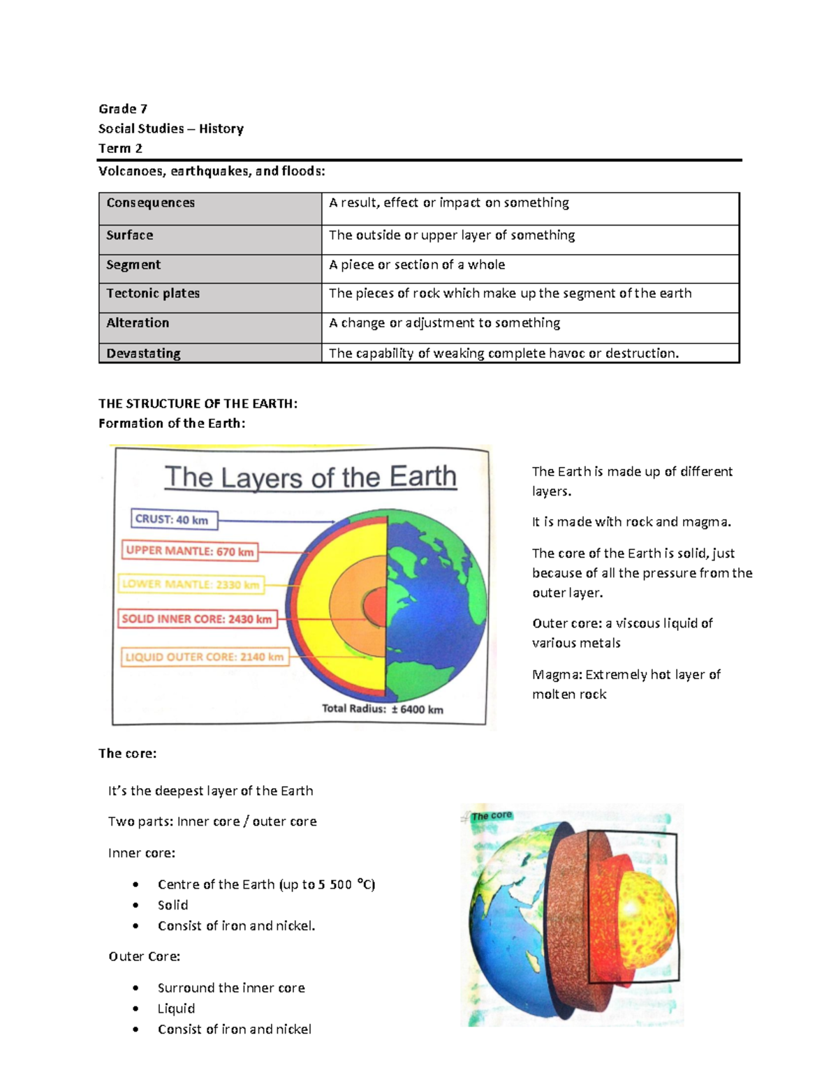 Grade 7 SS (Geo) Term 2 - Natural Disasters: Volcanoes, Earthquakes ...