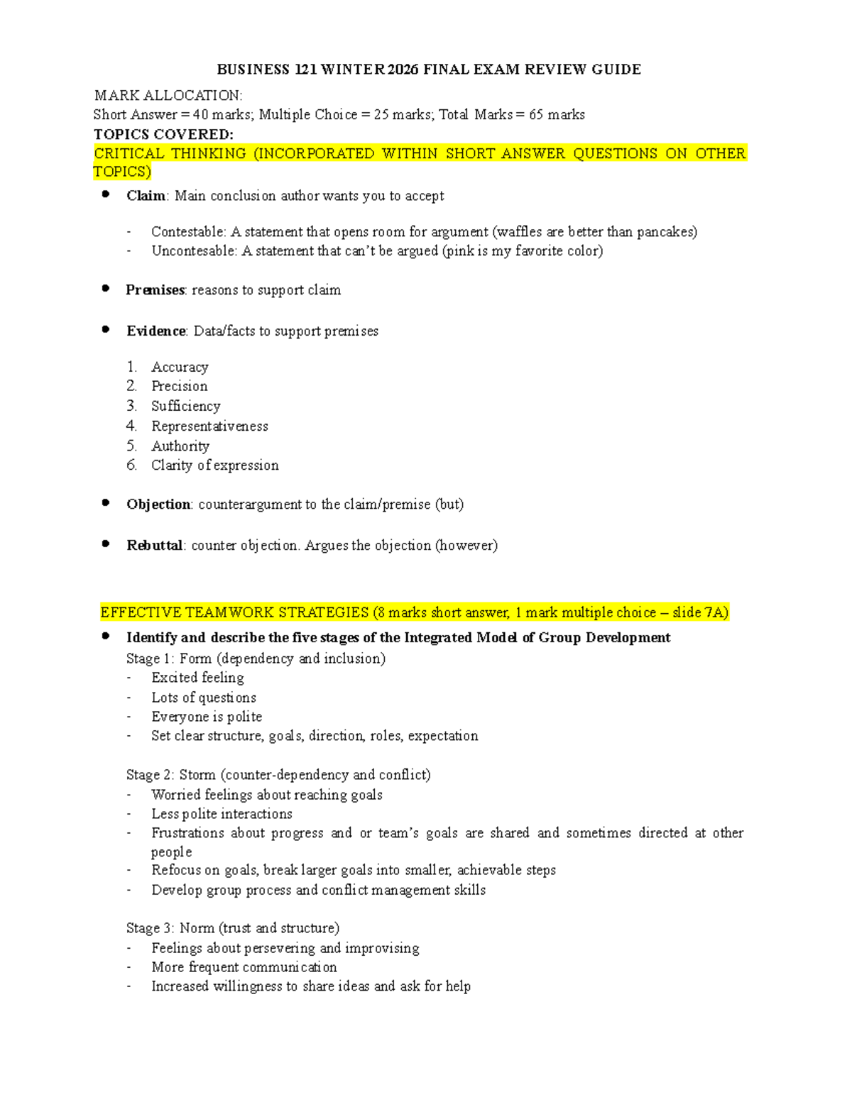 Winter 2026 BU121 Final Exam Review Guide - Critical Thinking Insights ...