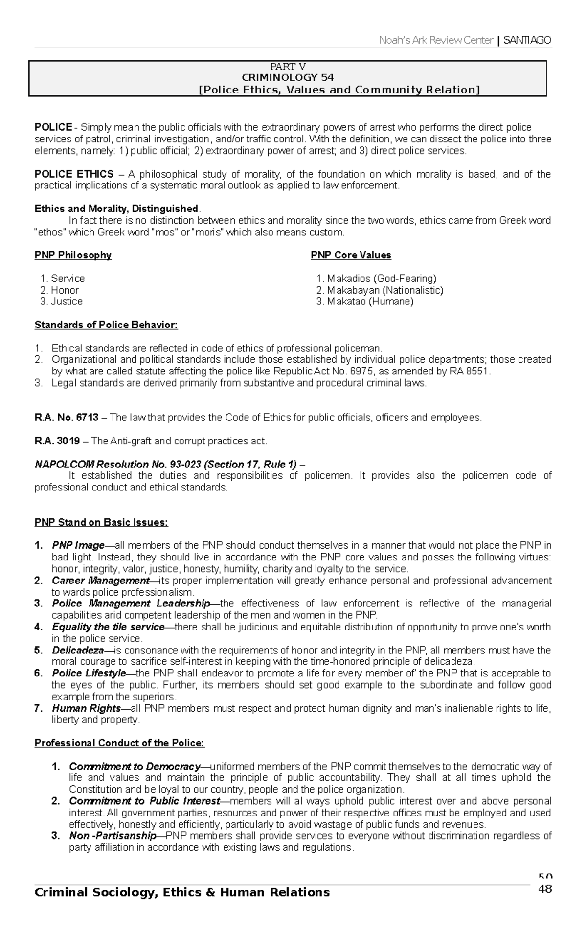 Criminology 54: Police Ethics, Values & Community Relations Overview ...