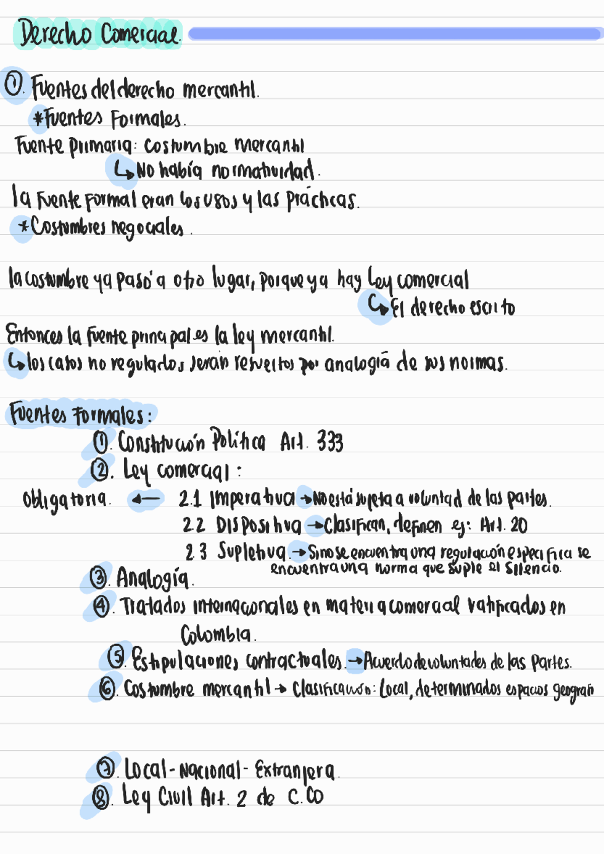 Derecho Comercial 1: Fuentes del Derecho Mercantil y Costumbres - Studocu