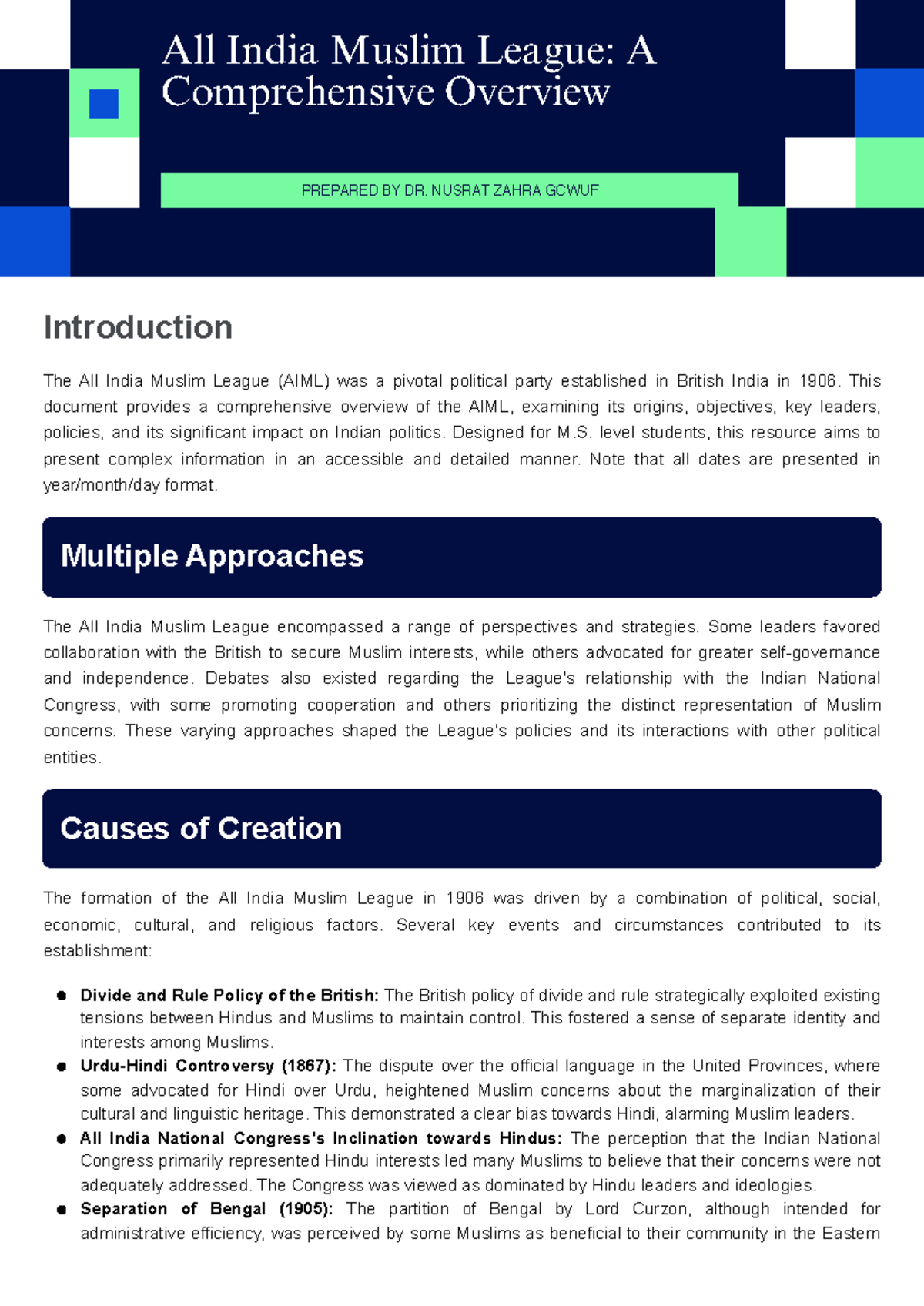 All India Muslim League (AIML): A Detailed Overview for M.S. Students ...
