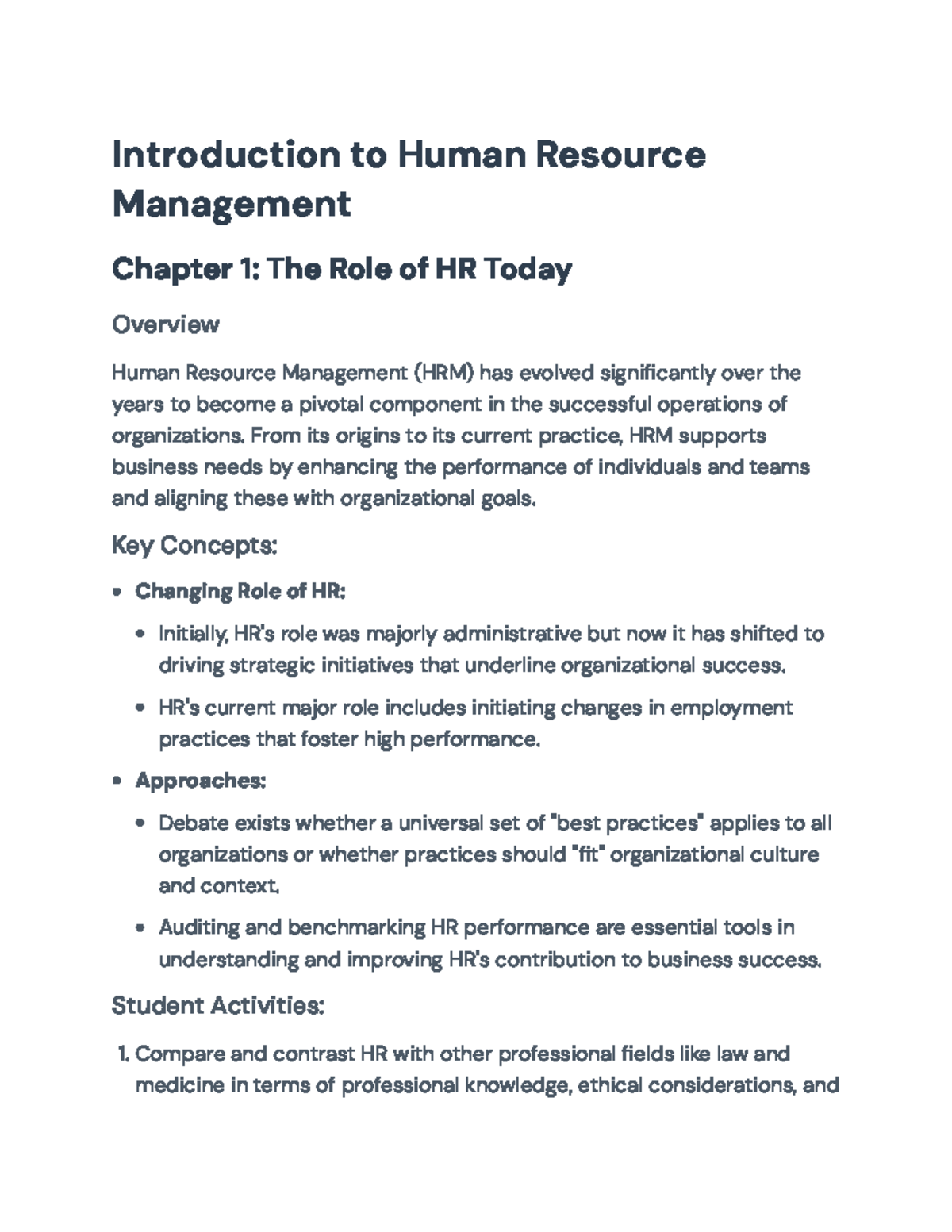 HRM 101: Comprehensive Overview of Human Resource Management Practices ...