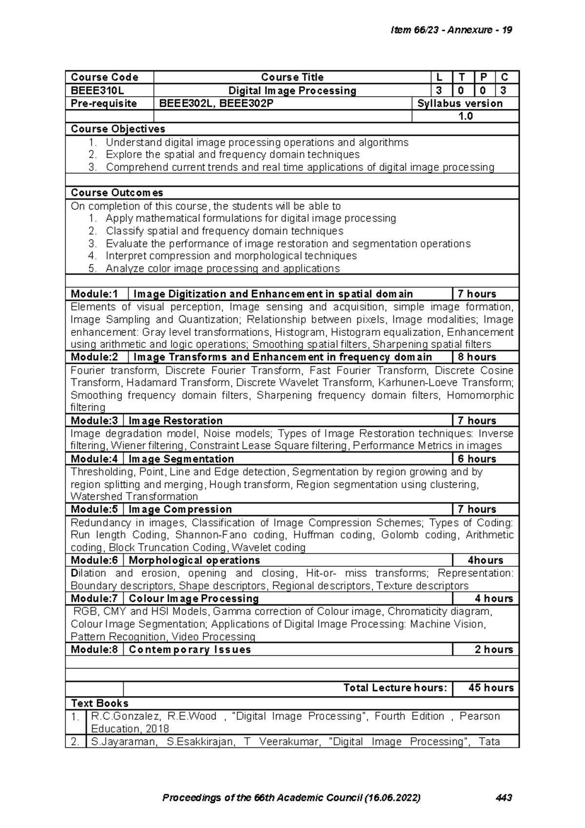 Digital Image Processing Syllabus - Course Code: DIP 3-0-0-3 - Studocu
