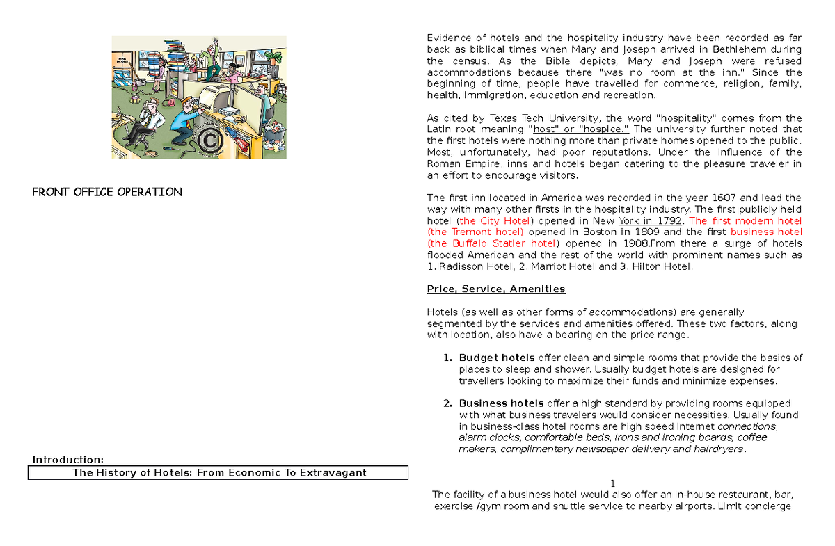 Front Office Operations Lecture - Comprehensive Guide - Studocu