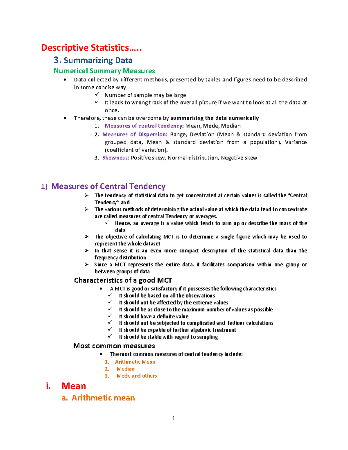 Descriptive Statistics 3: Numerical Summary Measures and Analysis - Studocu