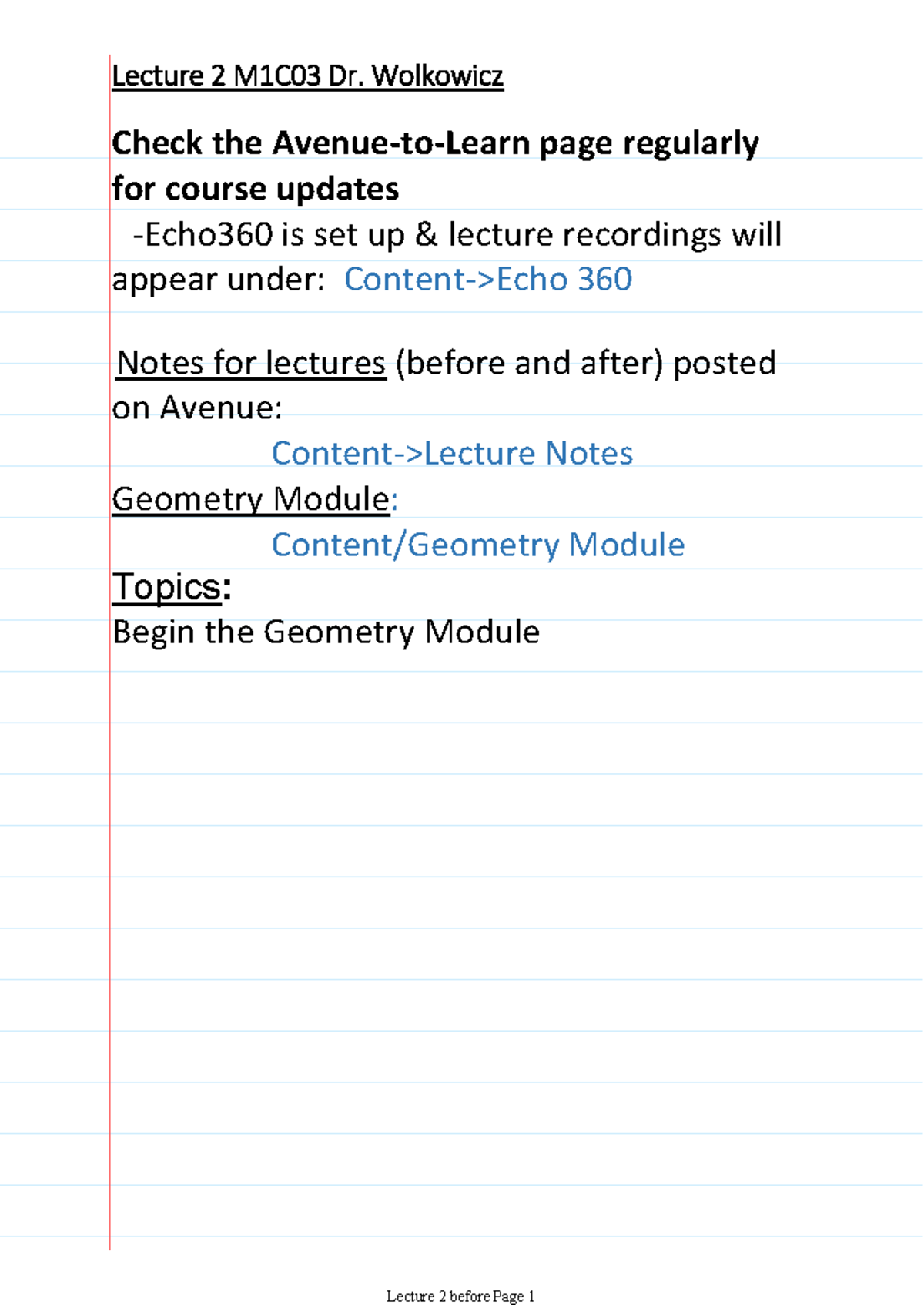 Lecture 2 Notes on Geometry M1C03 - Deductive Reasoning & Proofs - Studocu