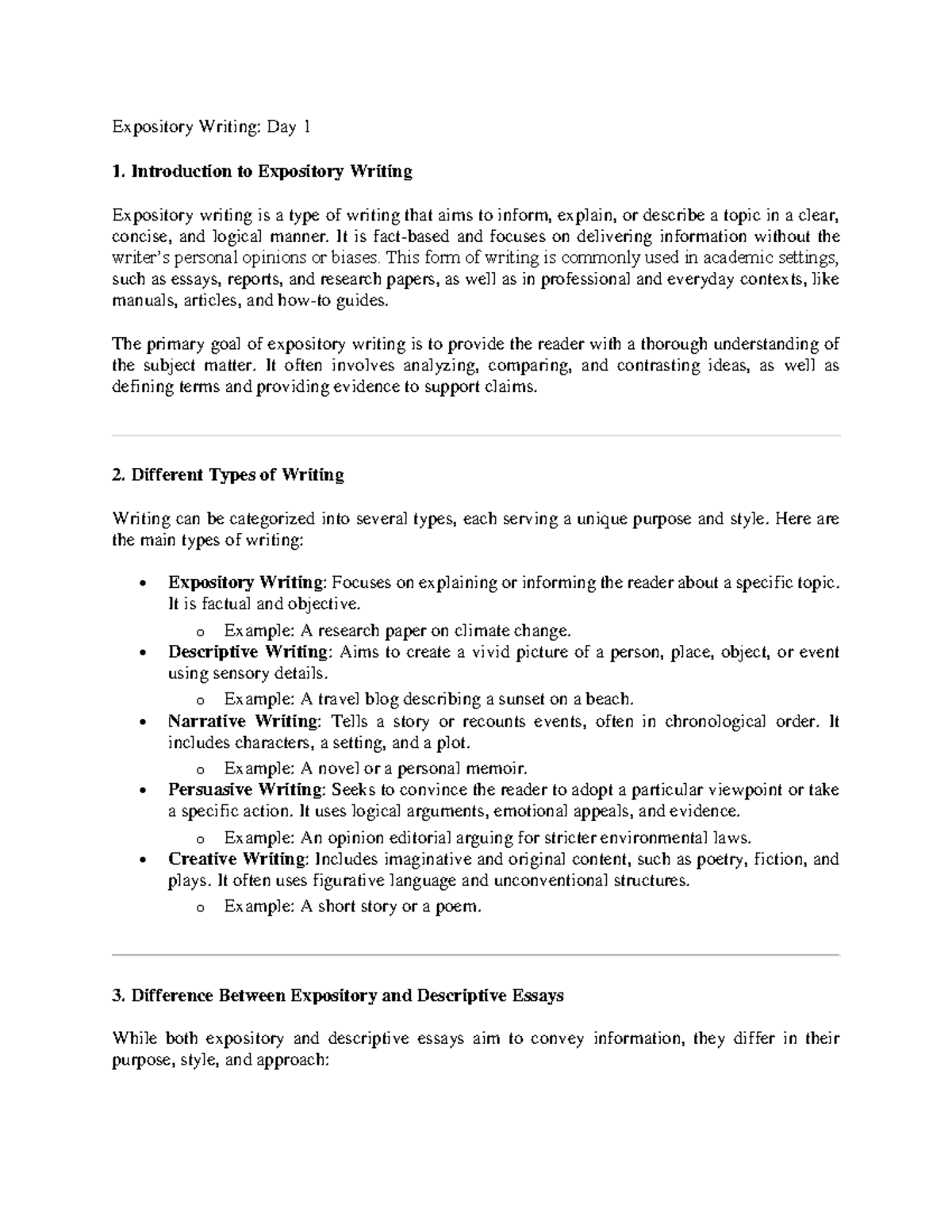 Expository Writing - Introduction to Expository Writing Expository ...