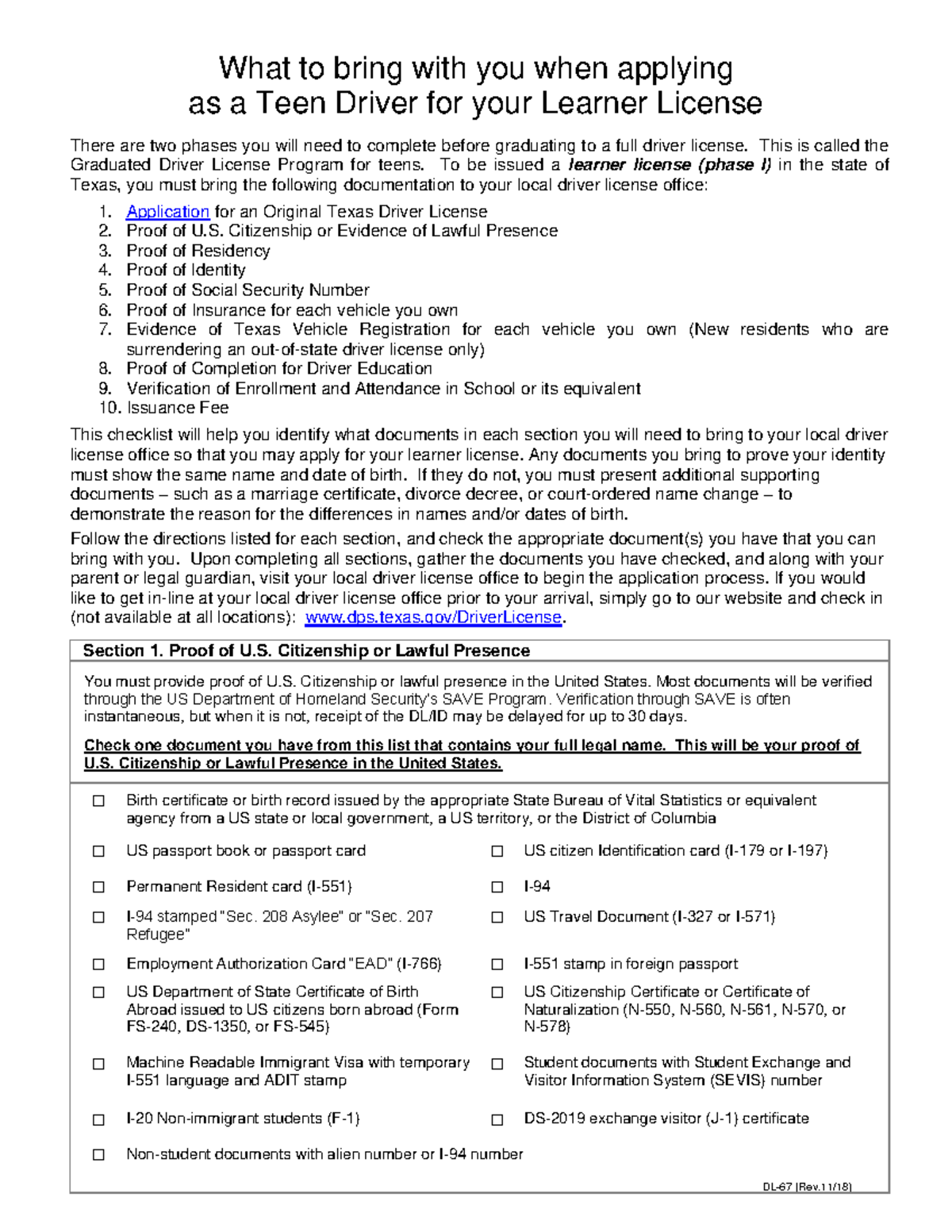 What to Bring for Your Learner License Application (Texas) - Studocu