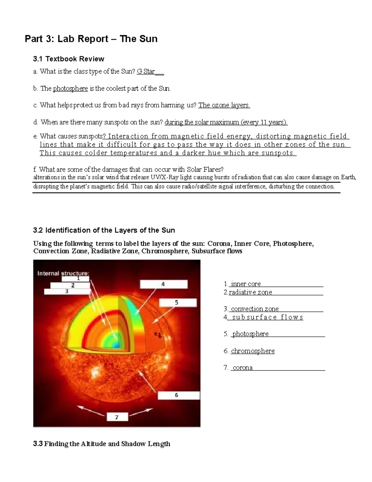 Lab Report 2 - Analysis of the Sun's Layers and Data - Studocu