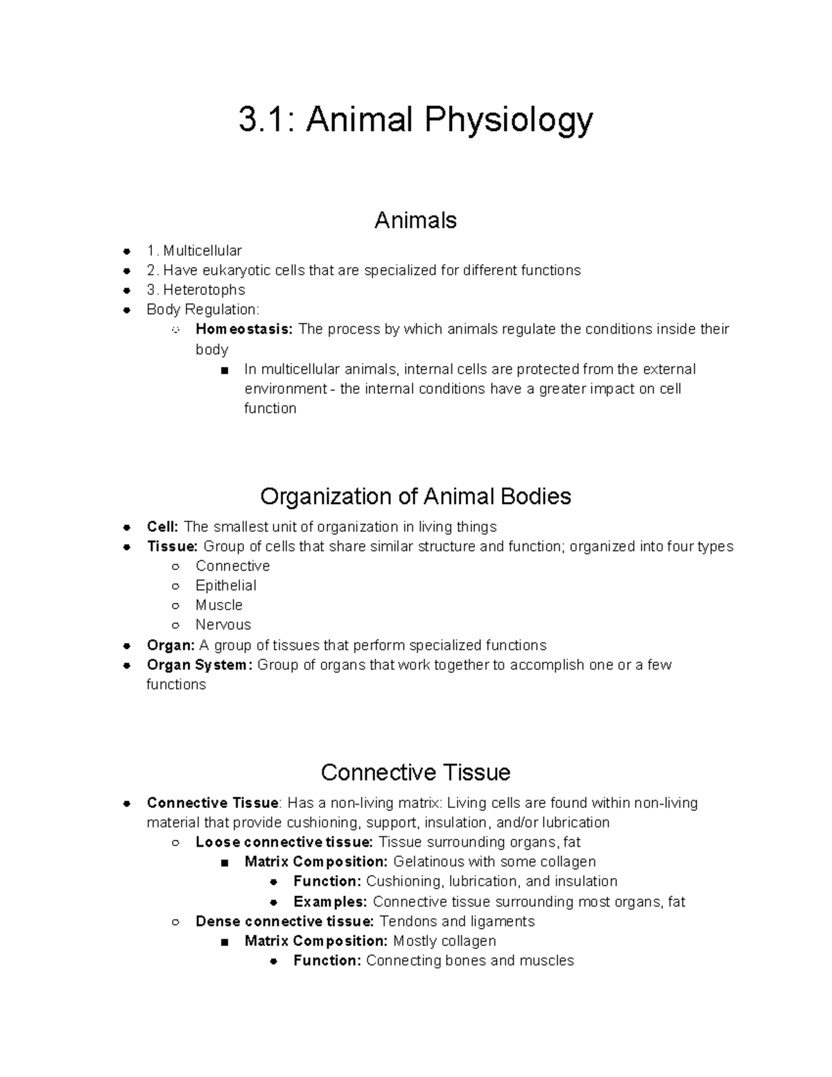Animal Physiology (BIO101): Overview & Homeostasis Mechanisms - Studocu
