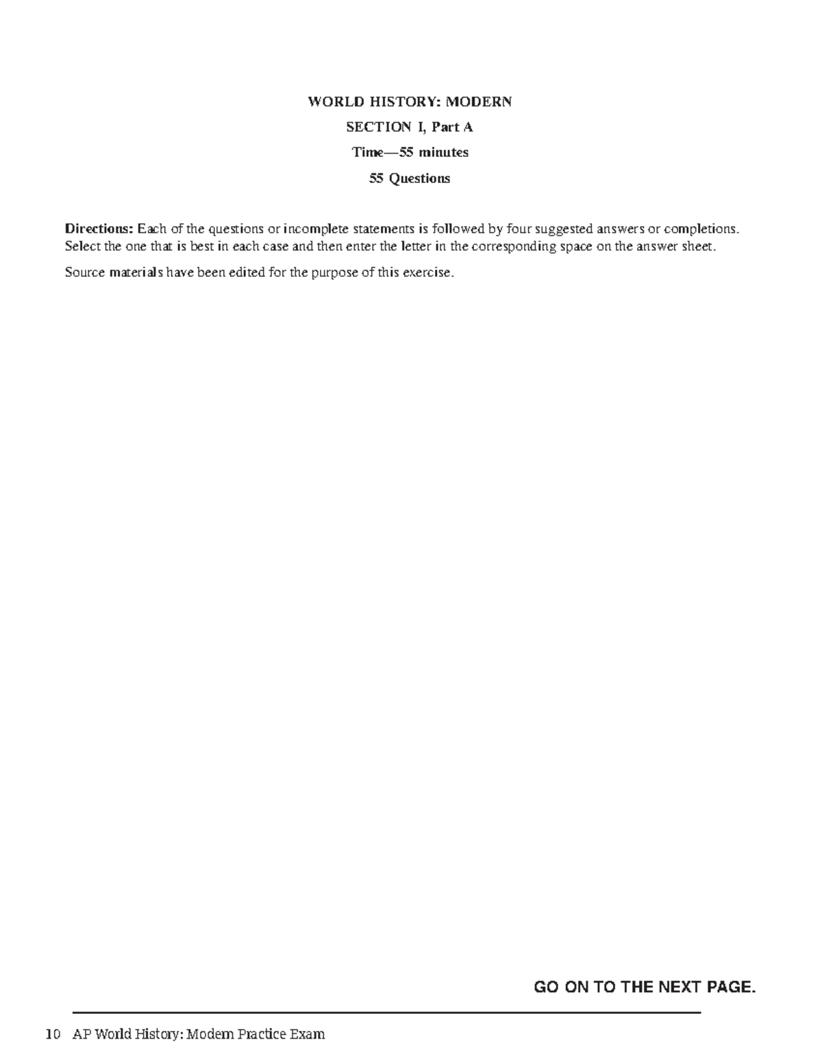 AP World History: Modern Final Exam MCQ Practice Test - Studocu