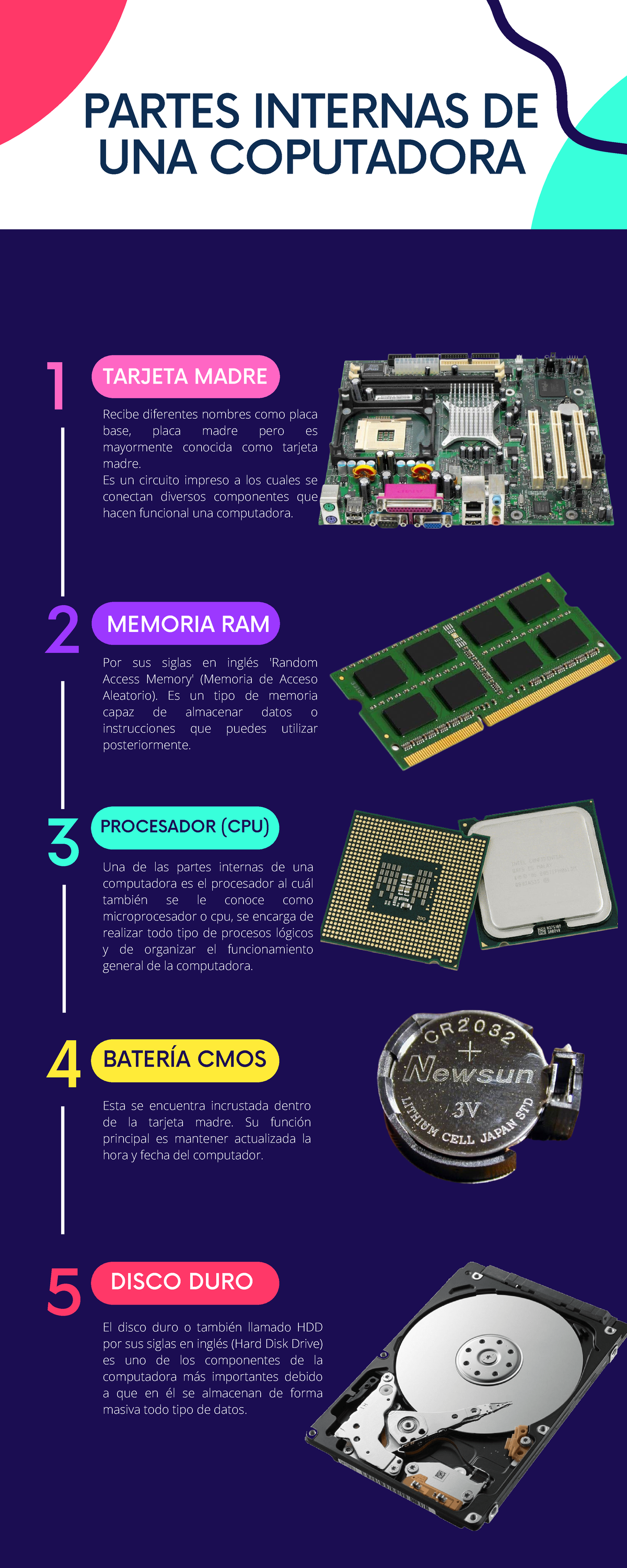 Infografía - Partes Internas de una Computadora (Computación) - Studocu
