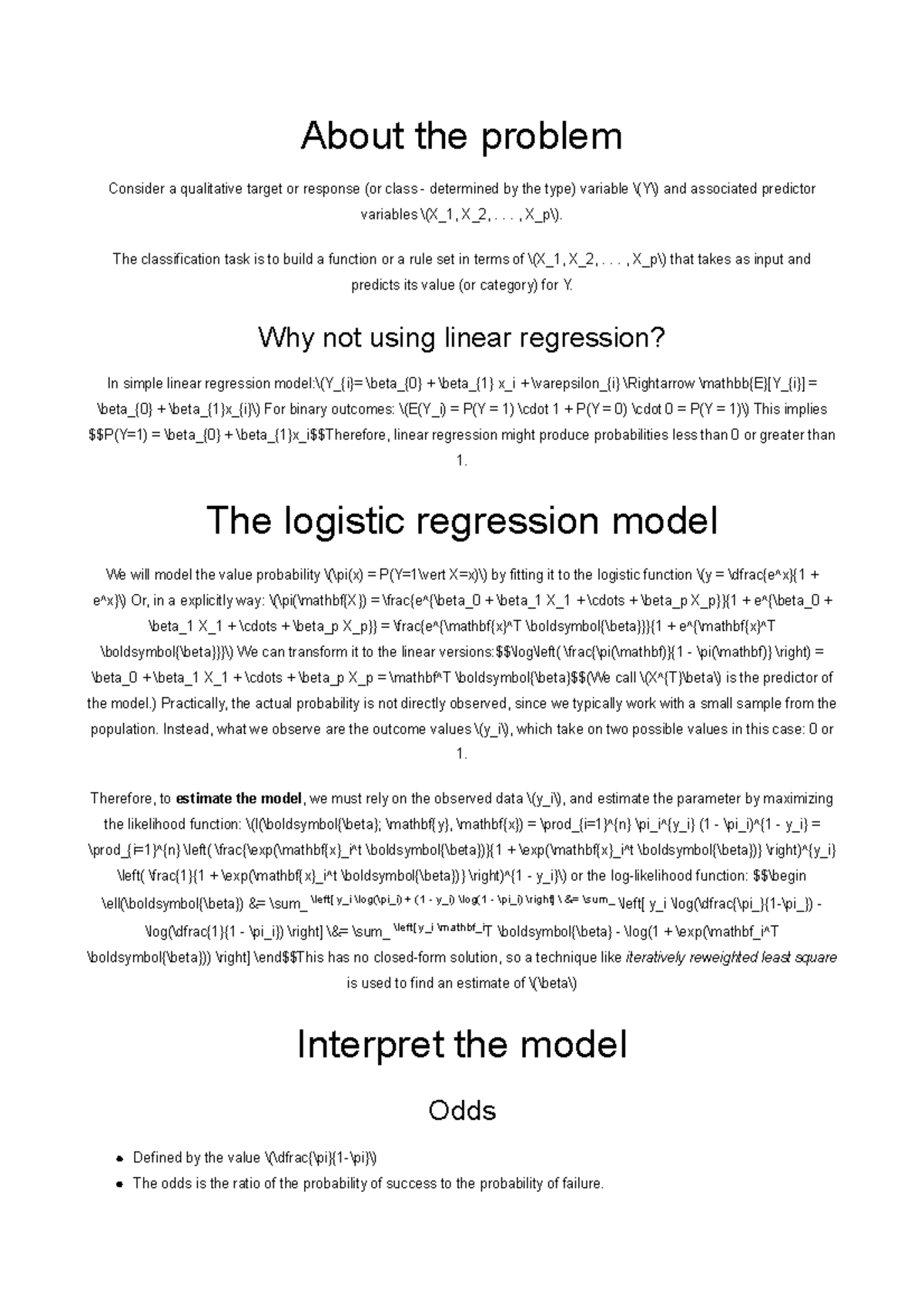 Logistic Regression Overview - CHUONG 3 Notes - Studocu