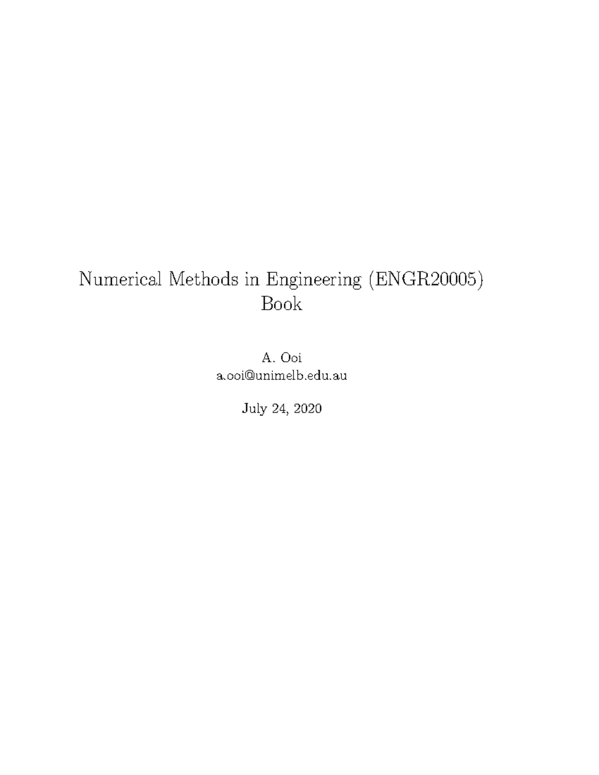 ENGR2000 Numerical Methods in Engineering Resource Book - Studocu