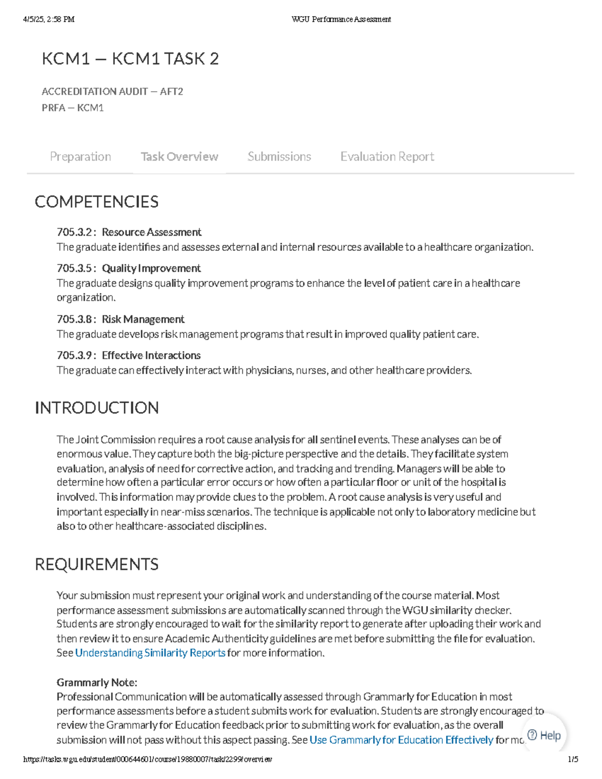 KCM1 AFT2 Task 2: Root Cause Analysis & Risk Management in Healthcare ...
