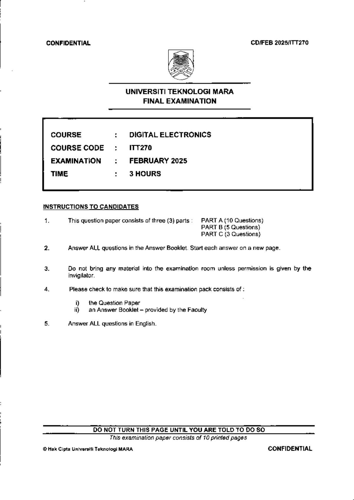 ITT270 Final Exam Questions - Digital Electronics FEB 2025 - Studocu
