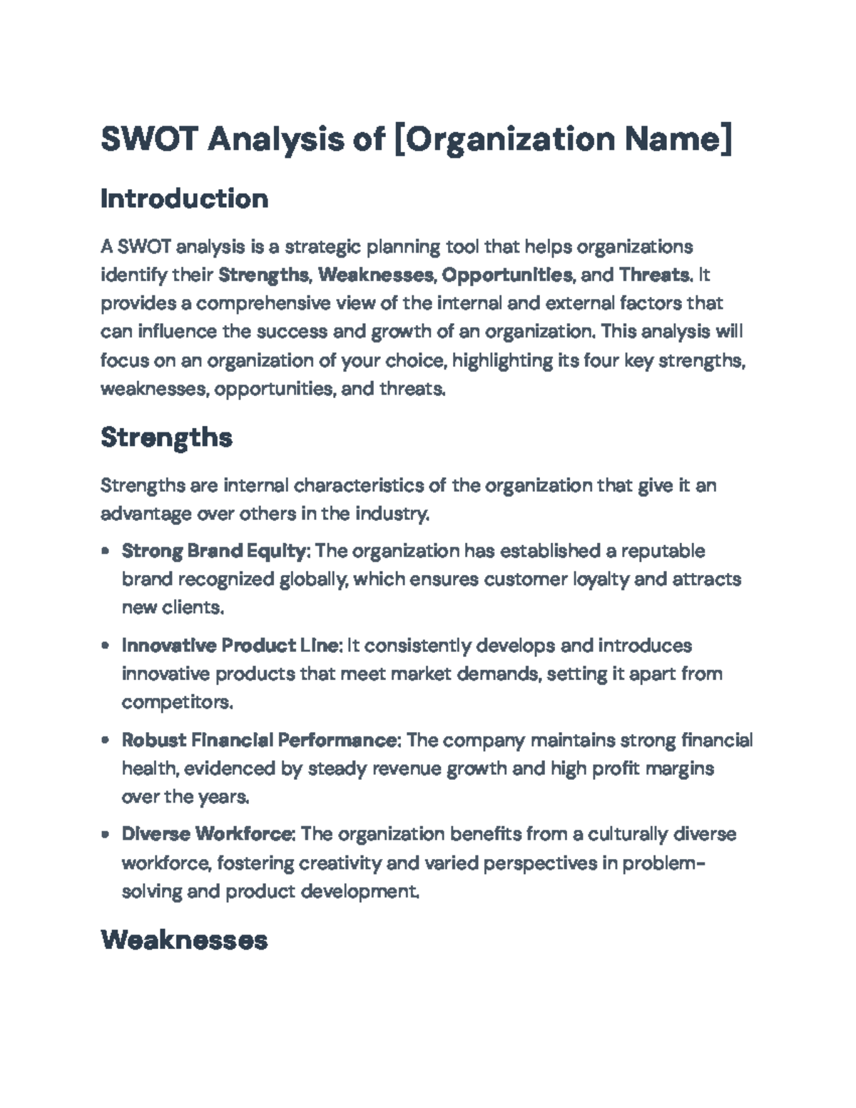 SWOT Analysis of an Organization: Insights for Strategic Planning ...