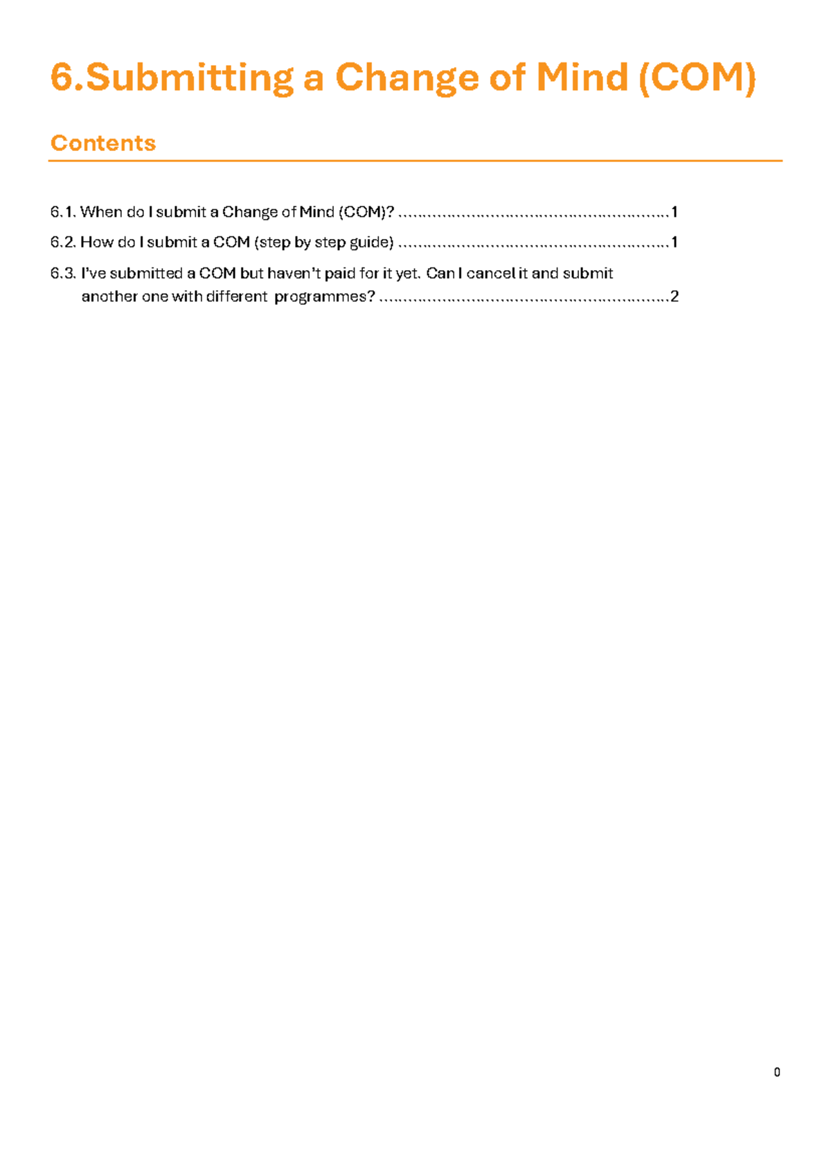 6. Change of Mind (COM) Submission Guide - CAO - Studocu