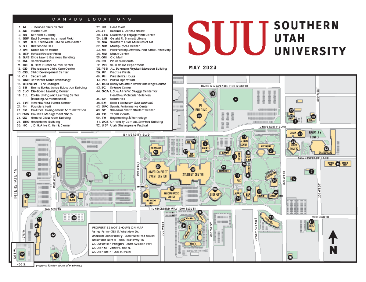 SUU Campus Map: Comprehensive Guide to Southern Utah University Locations - Studocu