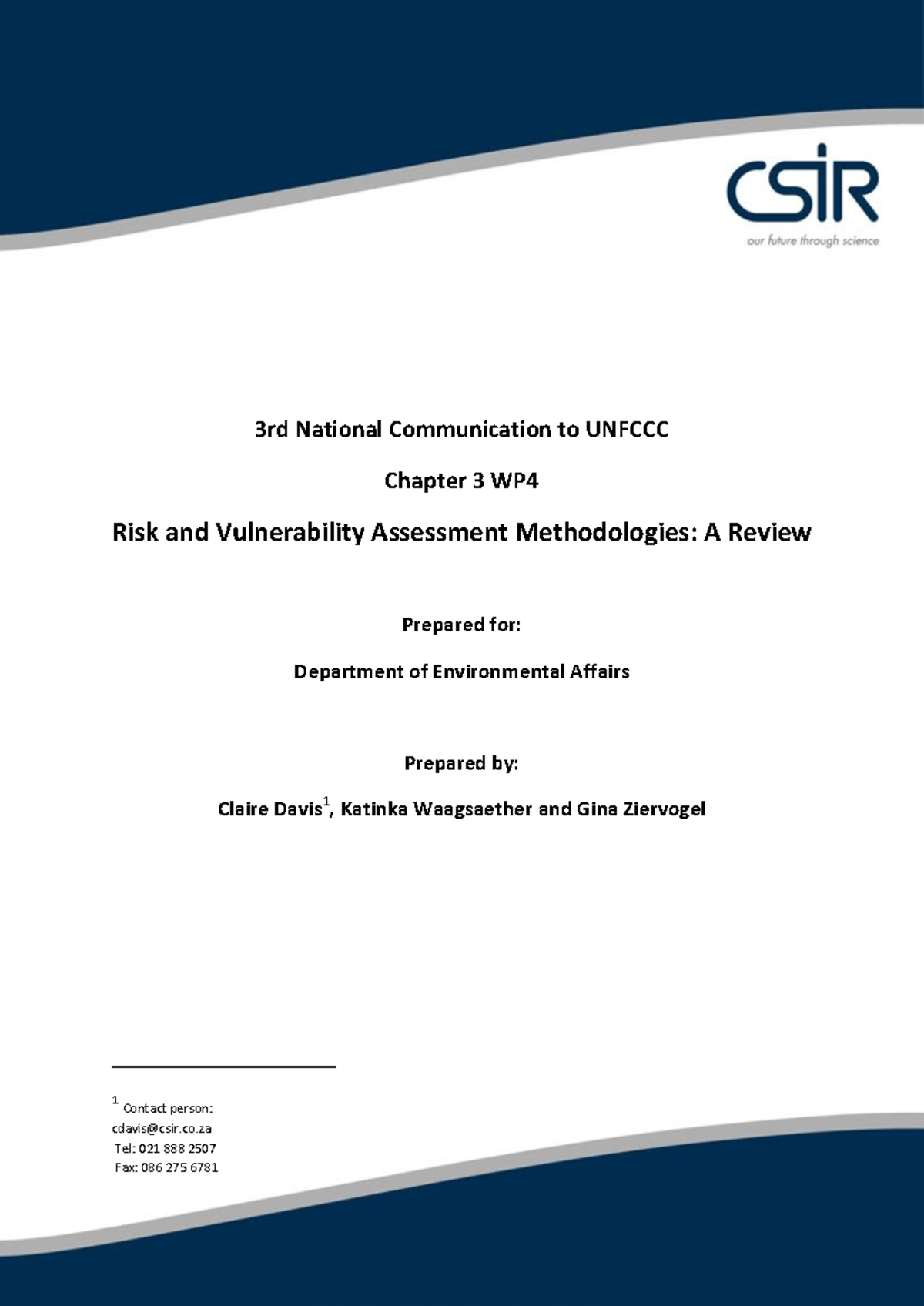 3rd National Communication: Chapter 3 - Risk & Vulnerability Assessment ...