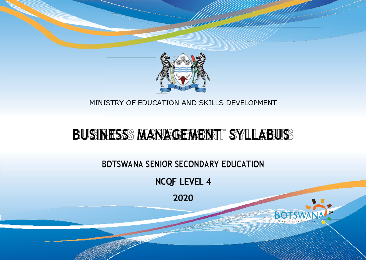 Business Management Syllabus BUMSL 2023 for Senior Secondary Education ...