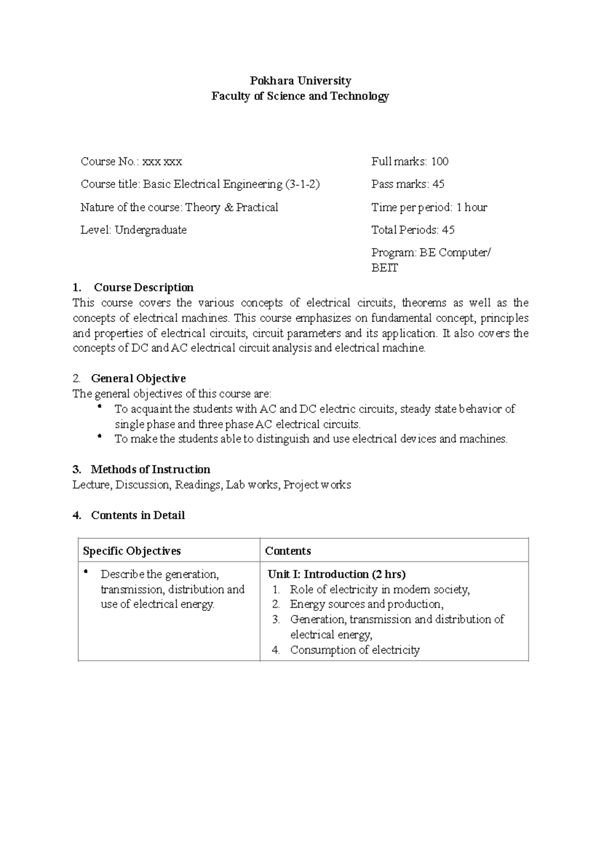 Basic Electrical Engineering (EEE 101) Course Overview and Content ...