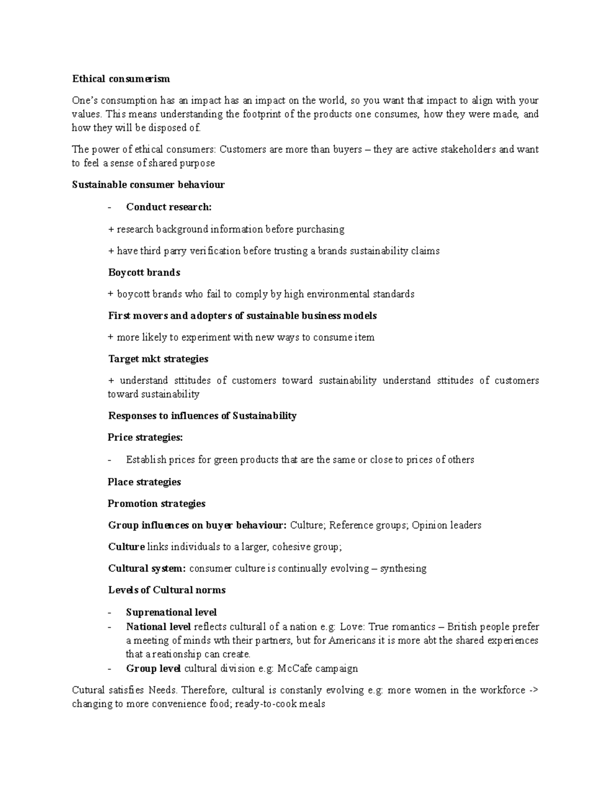 MIA lec 3 - Lecture notes - Ethical consumerism One’s consumption has ...