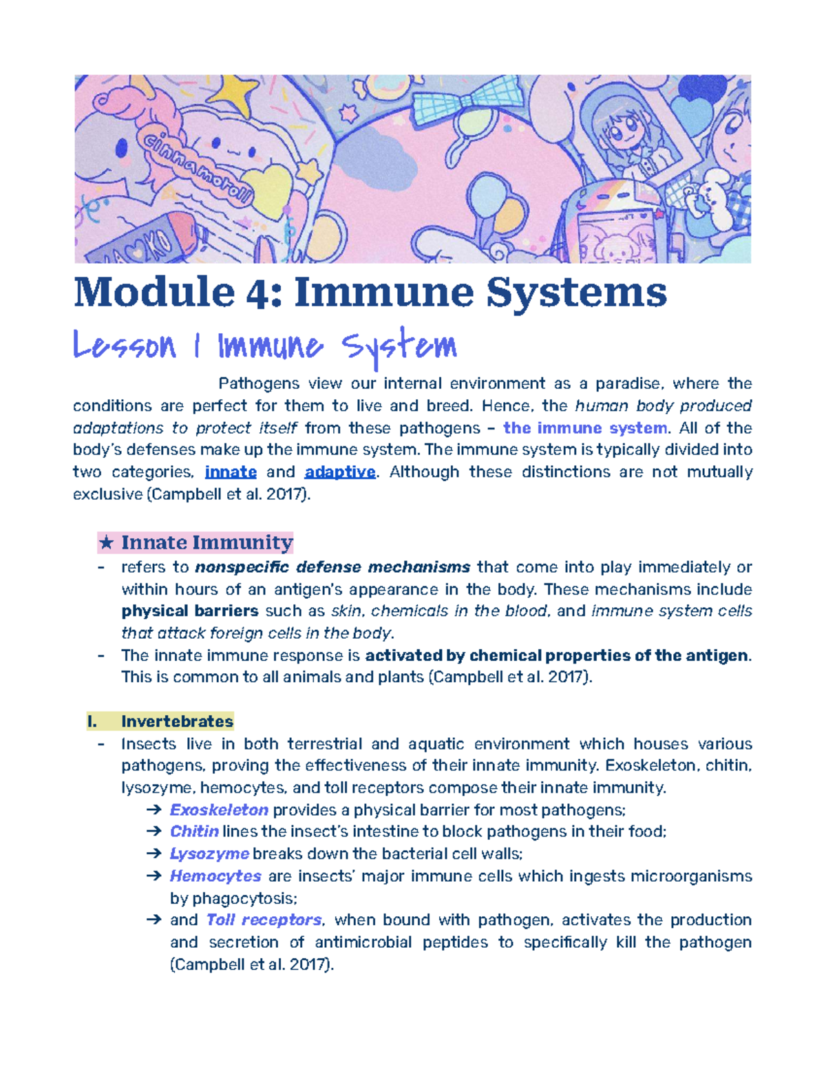 Q4 Bio Reviewer: Module 4 - Immune Systems Lesson 1 Overview - Studocu