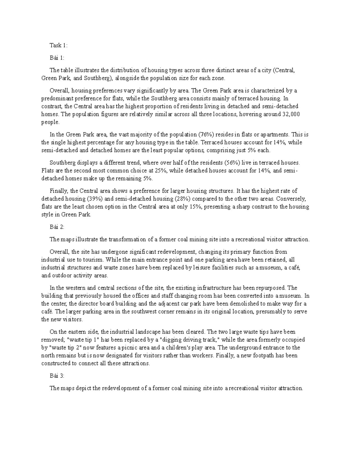 Task 1: Ec1701a - Housing Types Distribution in City Areas - Studocu