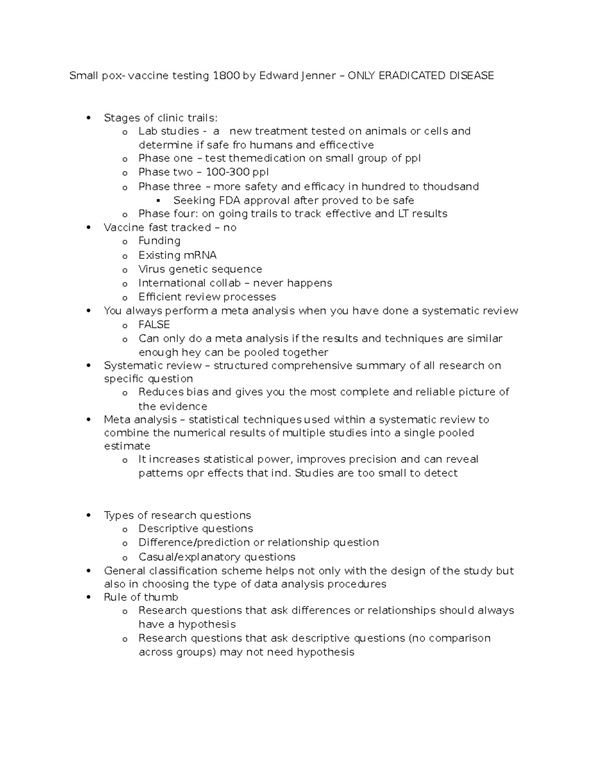LEC 15 - Vaccine Testing and Research Methodology Notes - Studocu