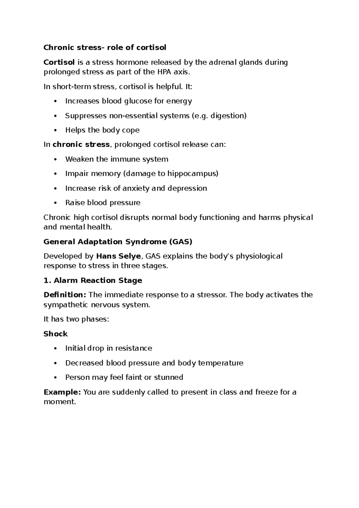 Psych Unit 3 Outcome Notes: Chronic Stress and Gut-Brain Axis - Studocu
