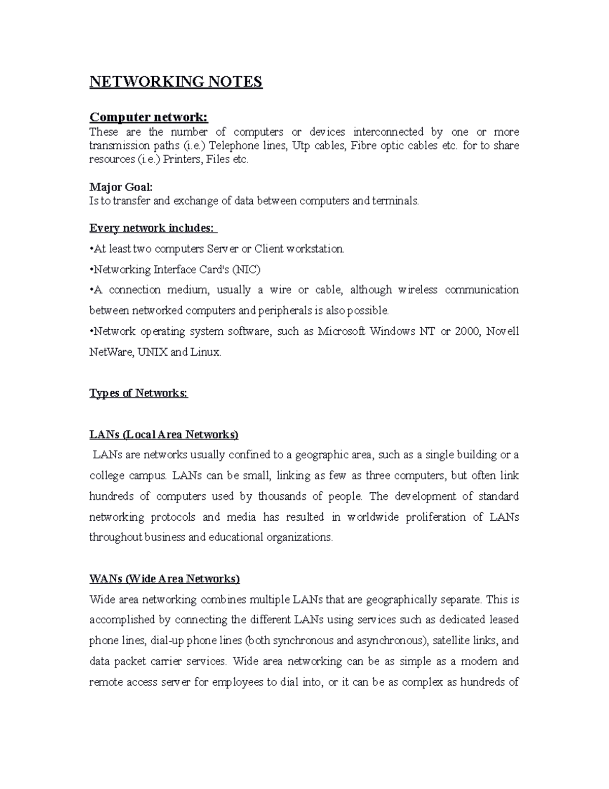 Networking Notes - Computer Networks Overview and Insights - Studocu