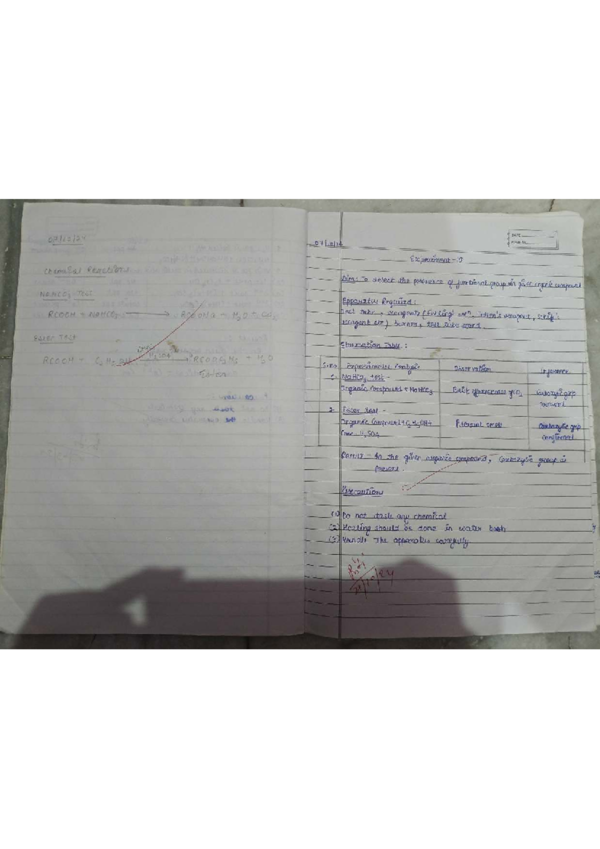 Chemistry Project: Functional Group Tests in Organic Compounds - Studocu