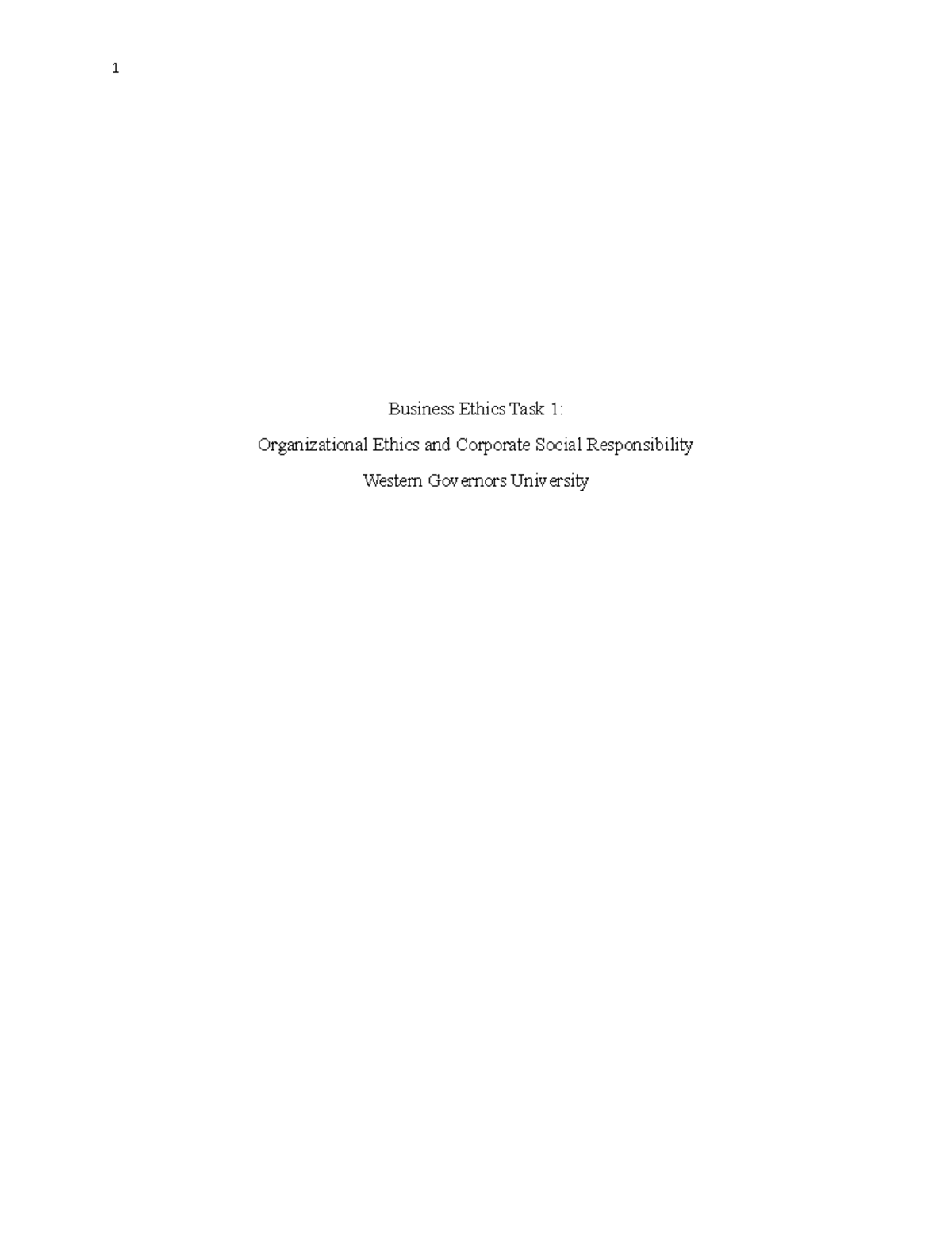 C717 Business Ethics Task 1: Organizational Ethics Overview - Studocu