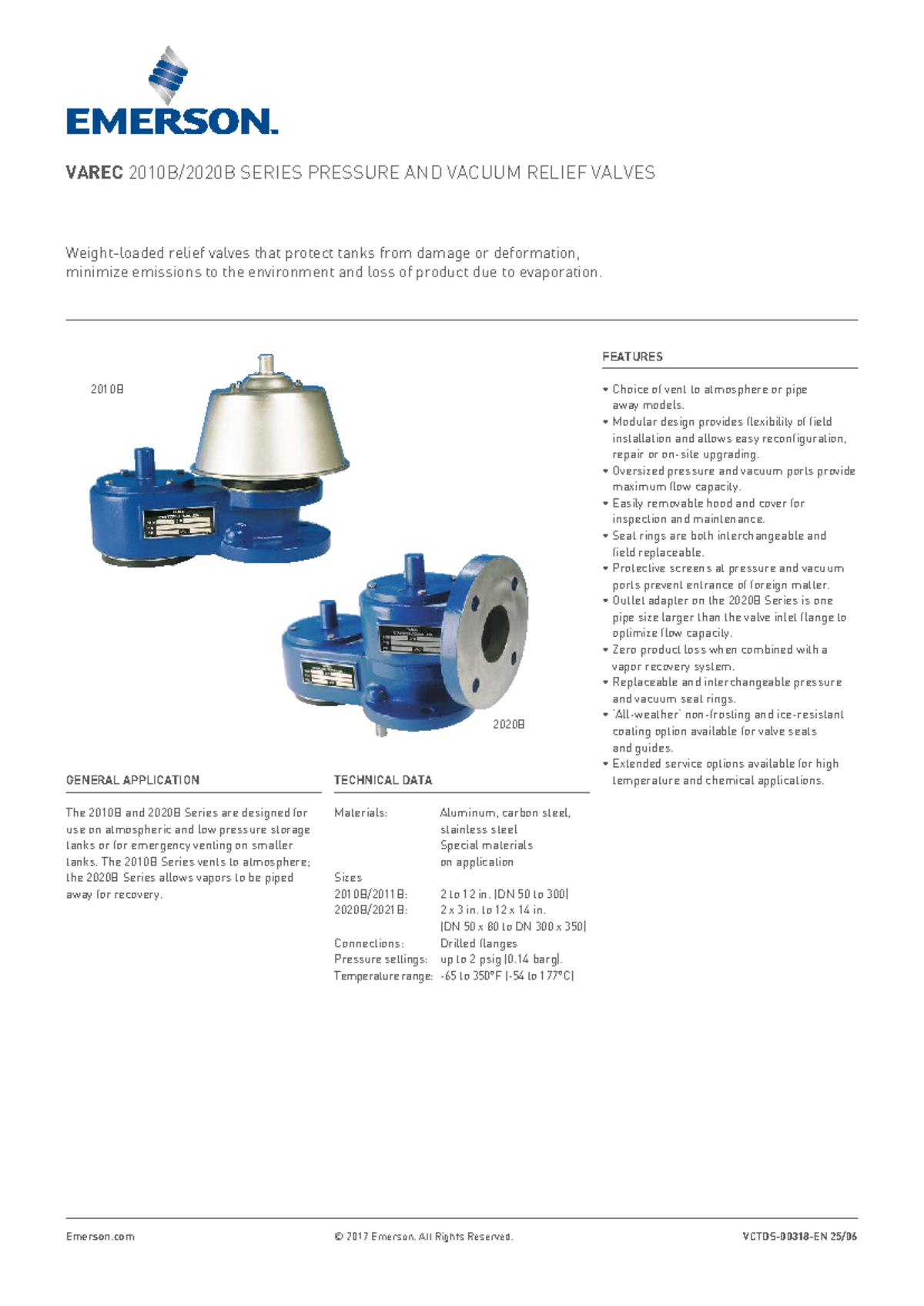 VAREC 2010B & 2020B Series Pressure & Vacuum Relief Valves Data Sheet ...