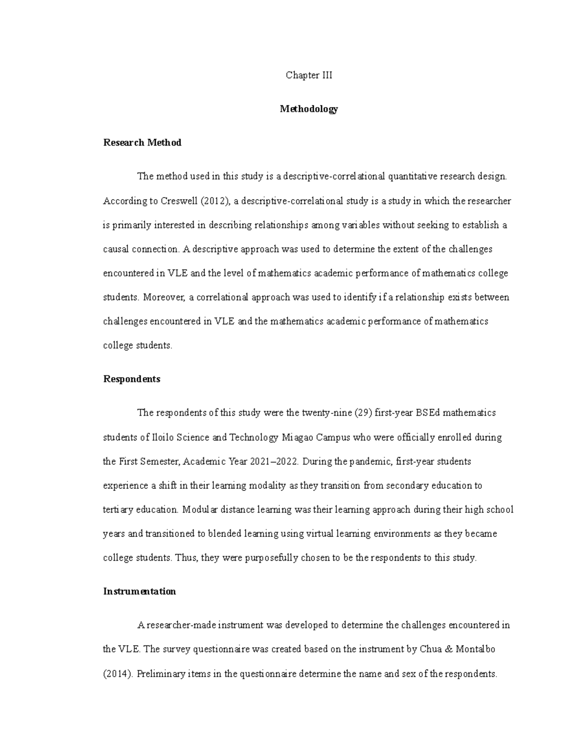 Chapter III - Methodology of VLE Challenges & Math Performance Analysis ...