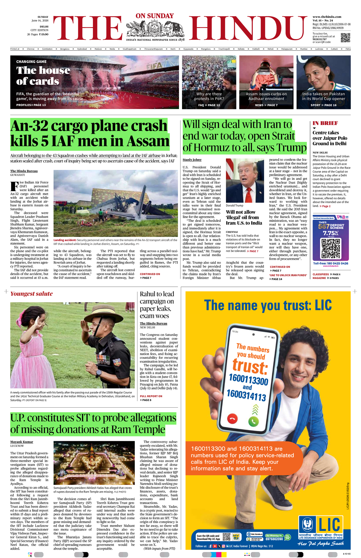 The Hindu: Sunday, June 14, 2026 - Highlights and Key Events - Studocu