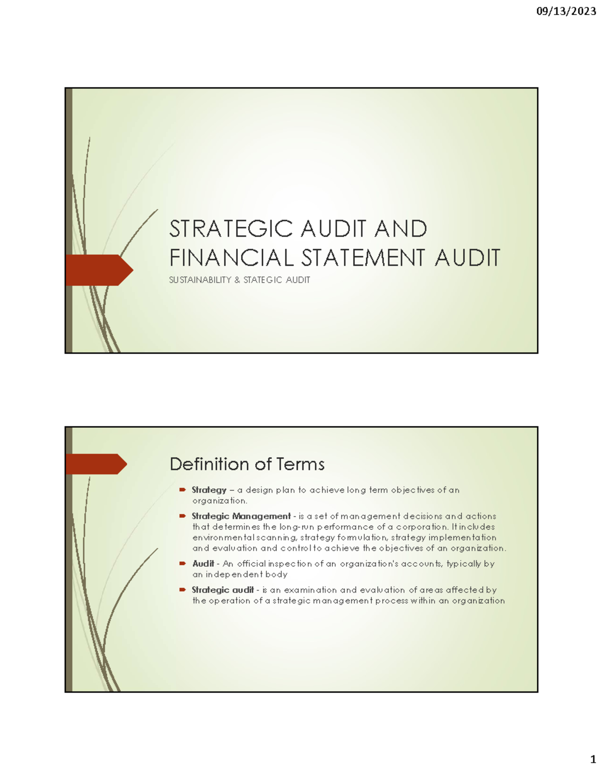 Strategic Audit AND Financial Statement Audit - STRATEGIC AUDIT AND ...