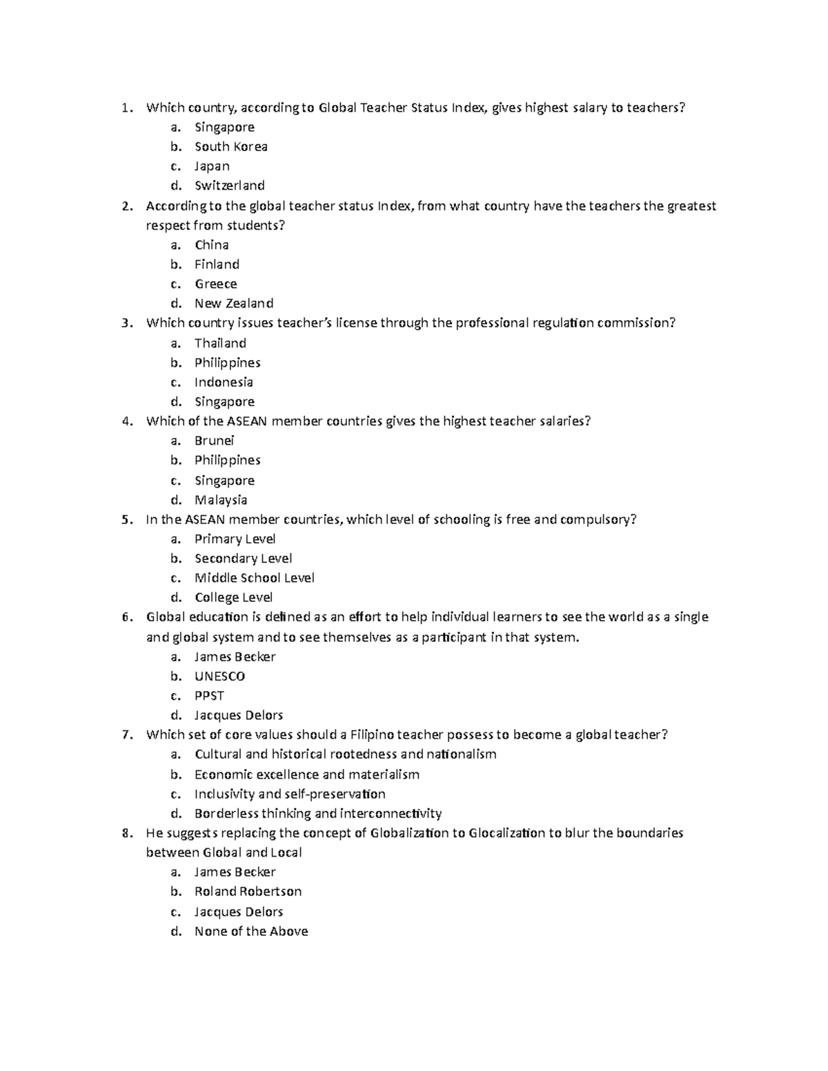 438313129 The Teaching Profession Quiz Answers & Key - Studocu