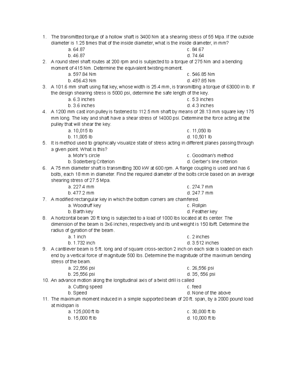 Machine Design - Final Exam Notes (MD 101) - Studocu